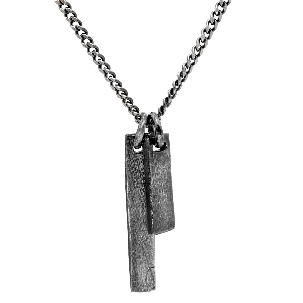 Double Tag Necklace Oxidized Silver Personalized